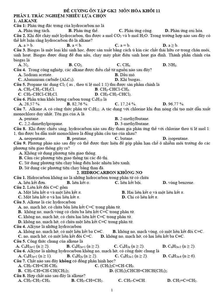 11. ĐỀ CƯƠNG HÓA 11 GK2 NH 24-25 | PDF