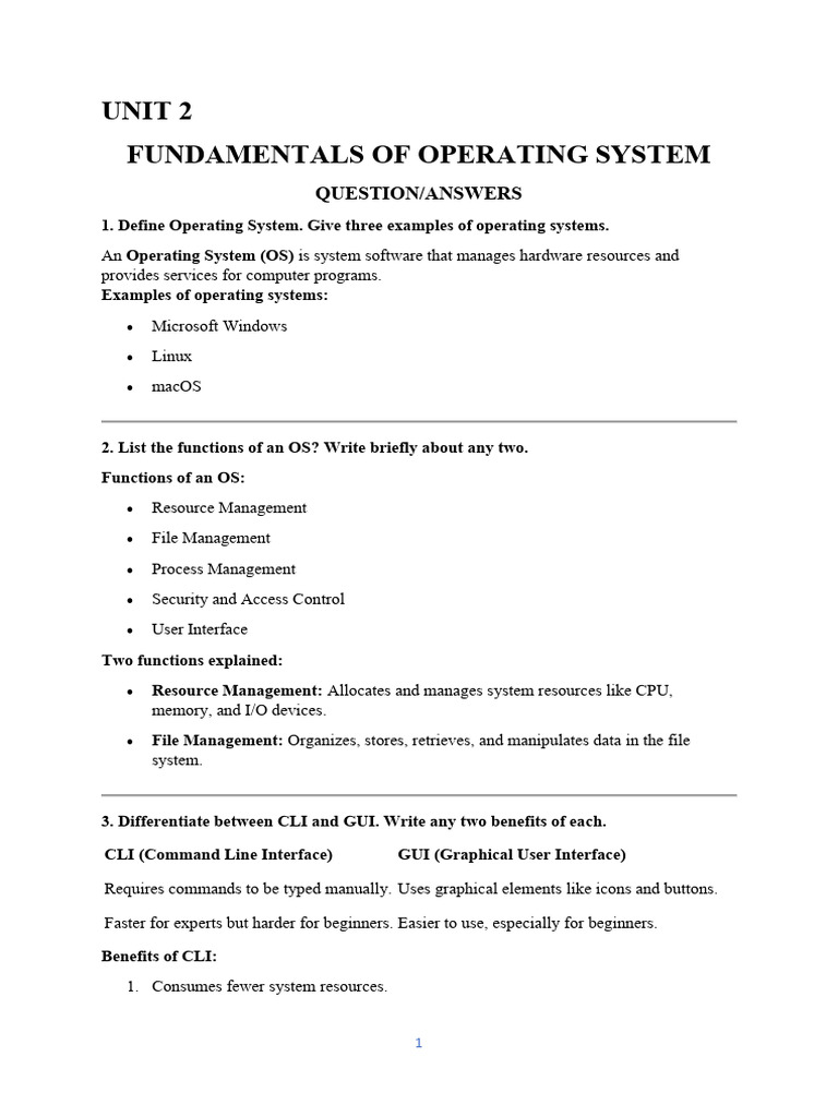 Unit 2 Fundamentals of Operating System | PDF | Operating System | Graphical User Interfaces
