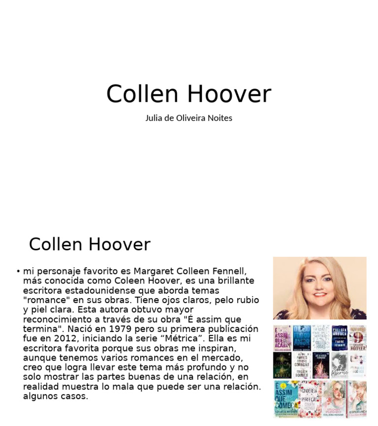 Colleen Hoover: Biografía y Obras | PDF