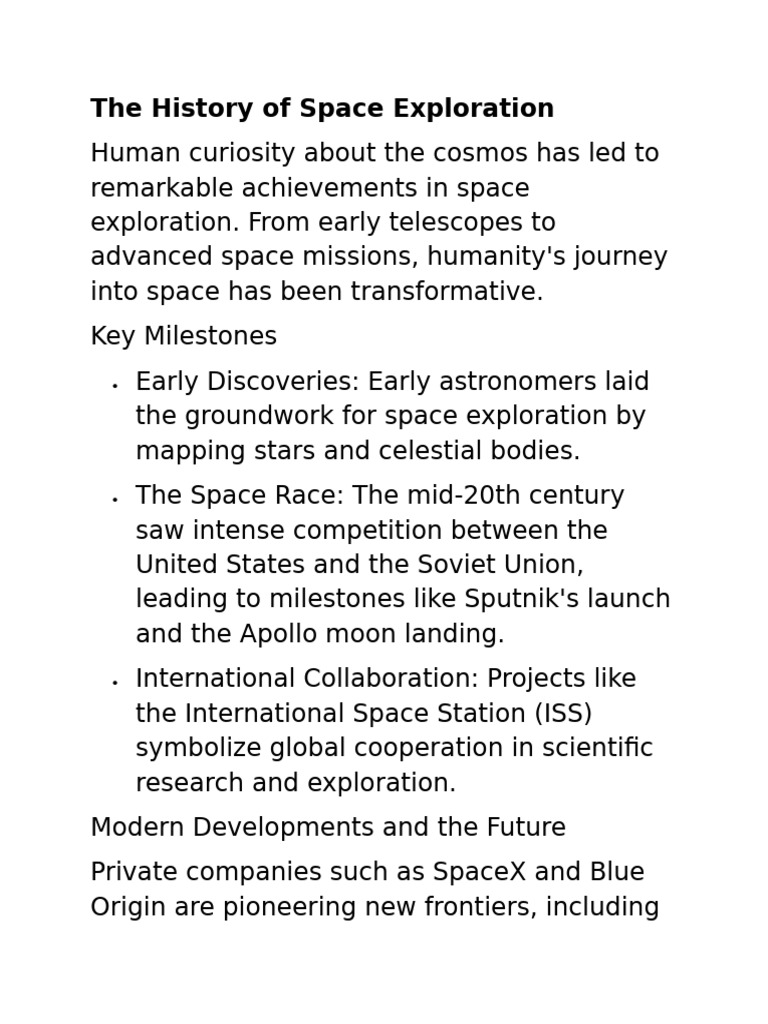 Milestones in Space Exploration History | PDF