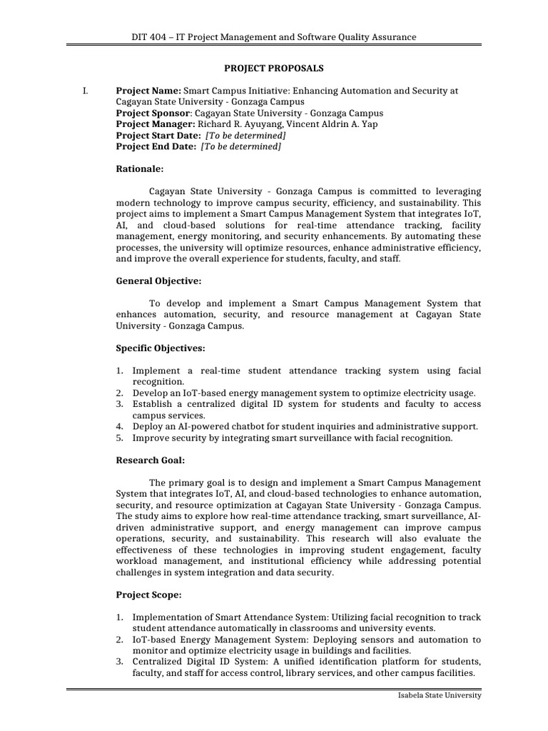 CSU - Gonzaga - IT - Project - Proposals (Copy) | PDF | Artificial Intelligence | Intelligence ...