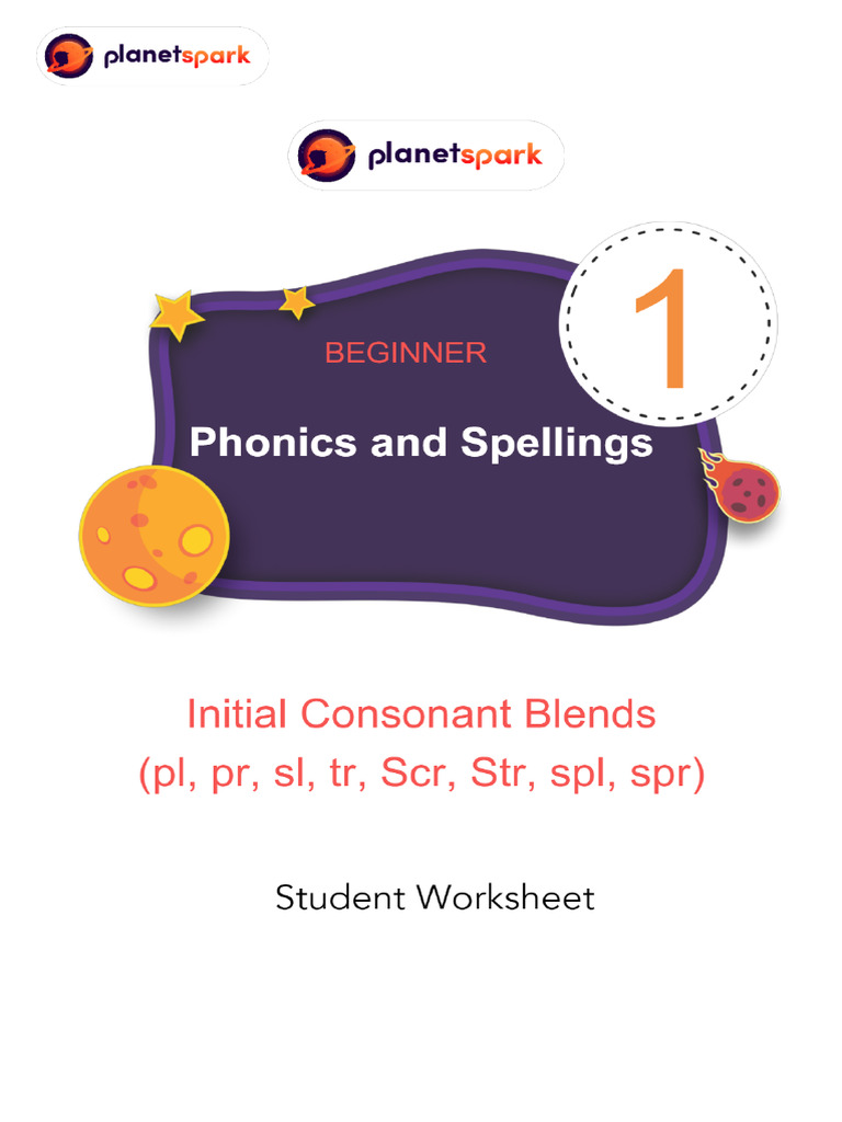 Initial Consonant Blends - PL, PR, SL, TR, SCR, STR, SPL, SPR | PDF