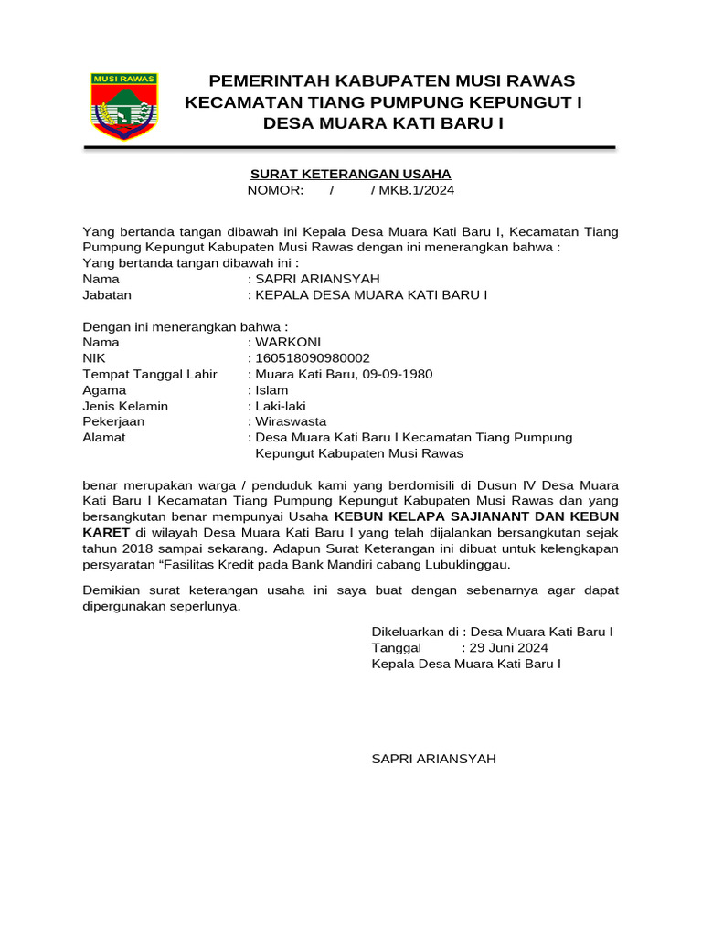 Surat Pengakuan Hak MKB | PDF