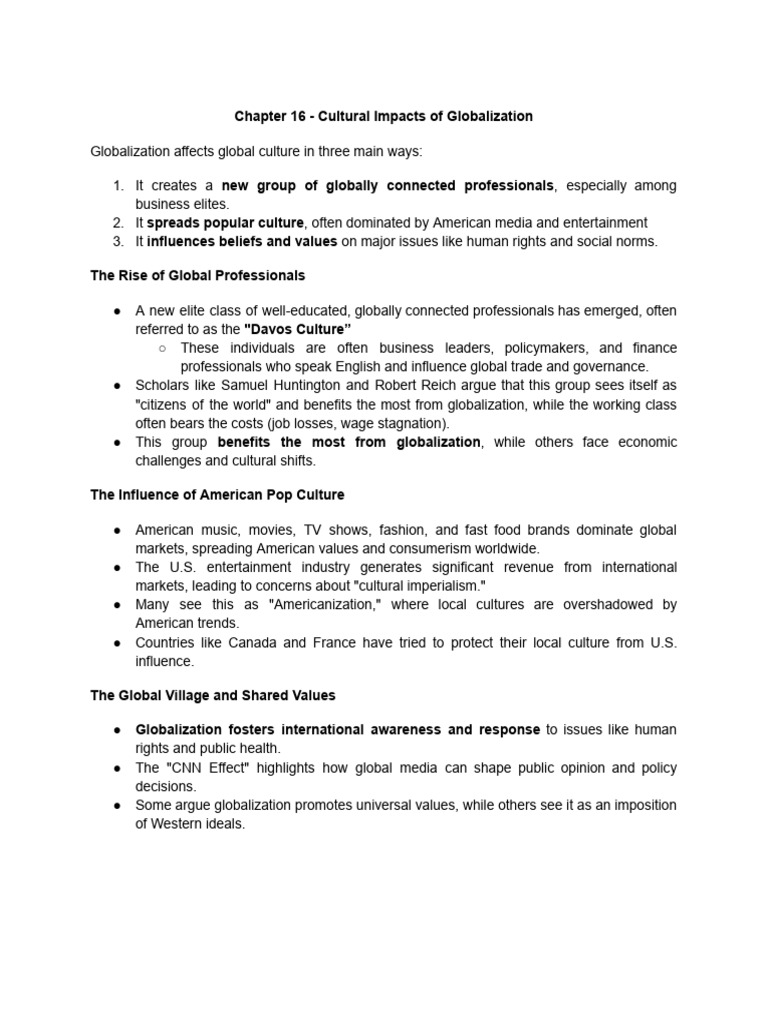 Cultural Impacts of Globalization | PDF