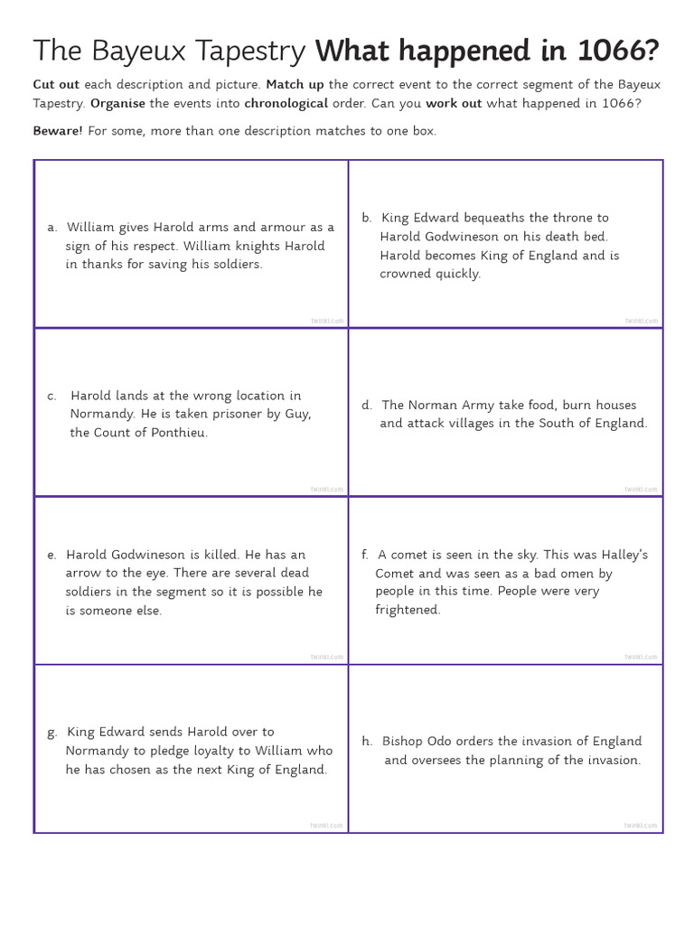Bayeux Tapestry Match Up Worksheet | PDF