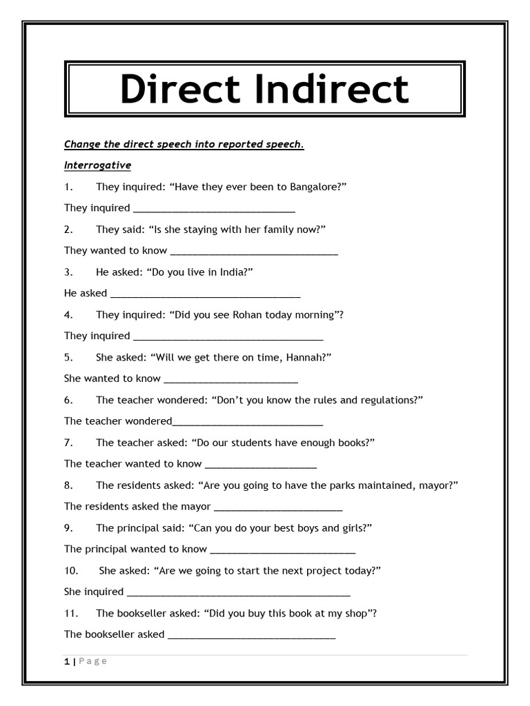 Reported Speech Exercises for Students | PDF