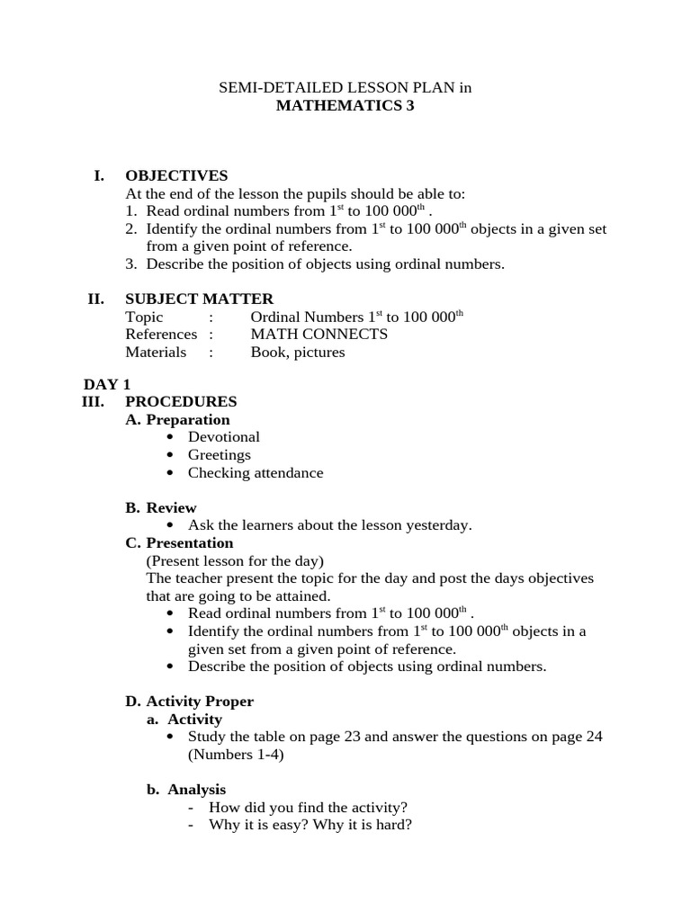 Semi Detailed Lesson Plan in Math | PDF