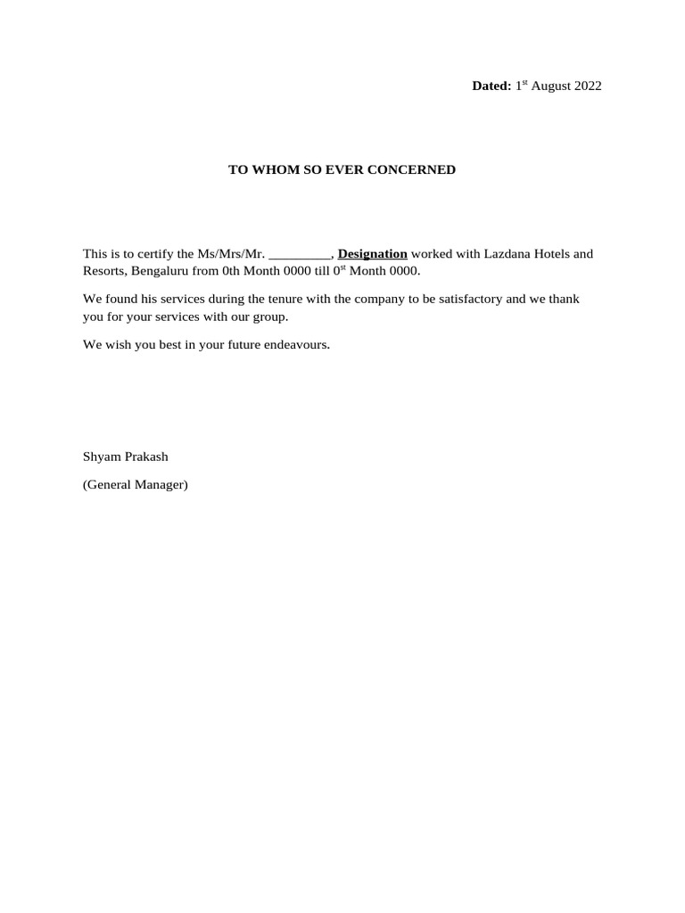 Relieving Letter | PDF