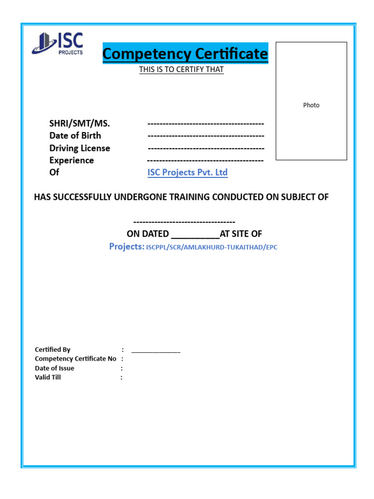 Competency Certificate Template | PDF