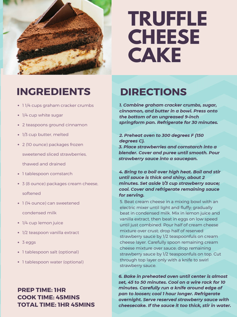 Blue and Pink Chocolate Cake General Recipe Card | PDF | Teaspoon | Cakes