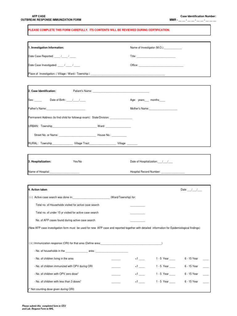AFP ORI Form - (3) | PDF | Immunology | Medical Specialties