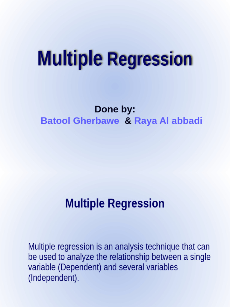 Multiple-Regression - Batool & Raya | PDF | Errors And Residuals | Multicollinearity