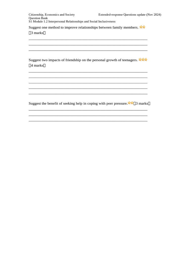 Citizenship and Social Relationships Q&A | PDF