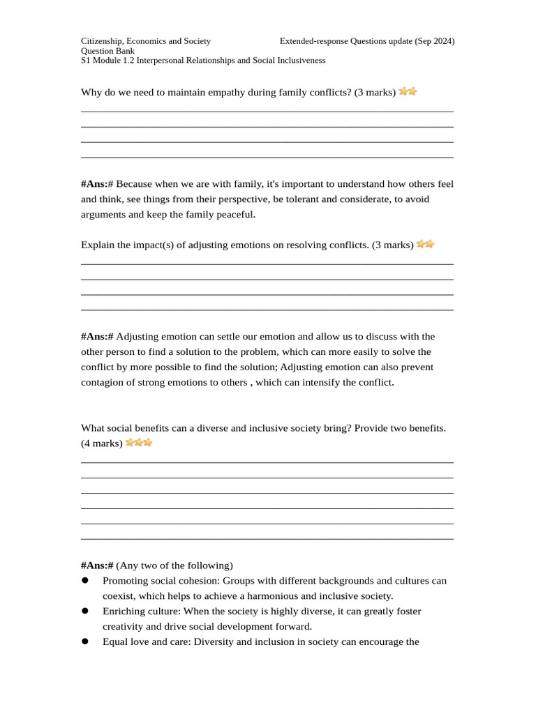 Module 1.2 Extended-Response Questions - New - T 202409 | PDF ...
