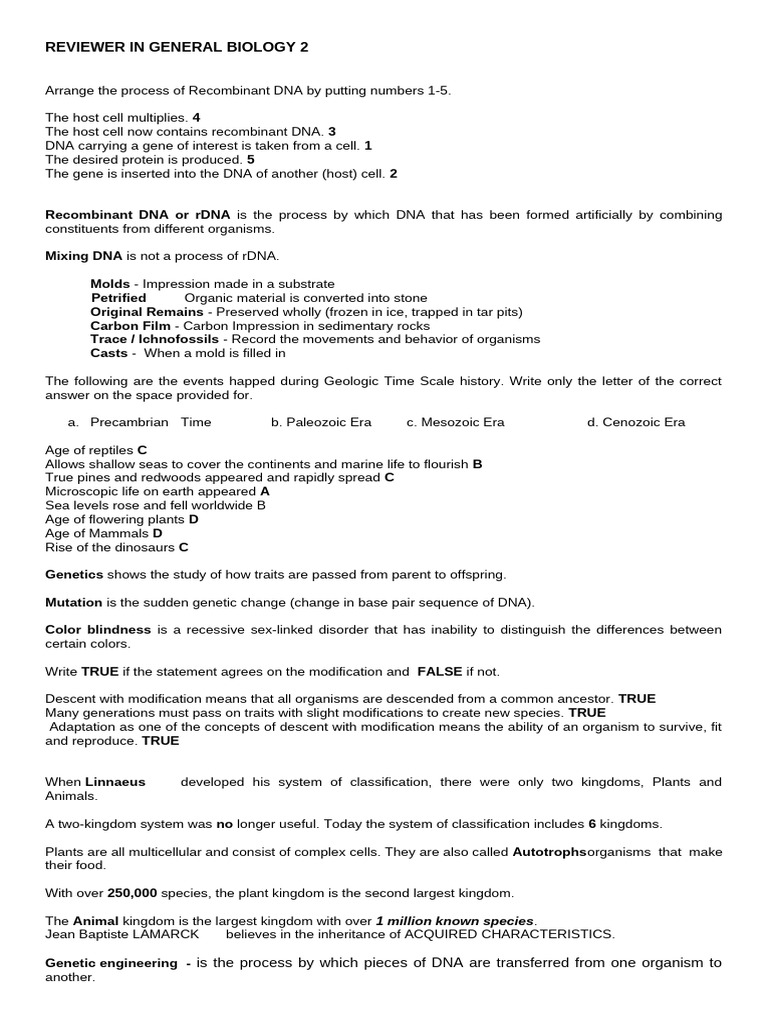 Genetic Engineering in Biology Review | PDF | Genetics | Evolution