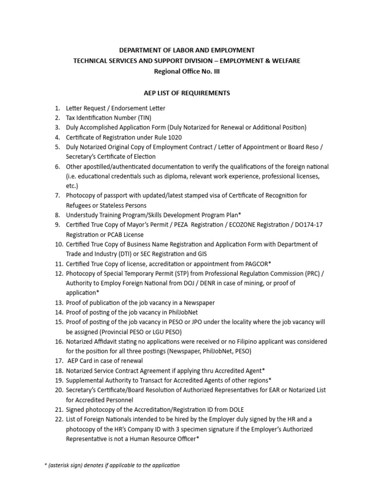 AEP List of Requirements | PDF | Notary Public | Identity Document