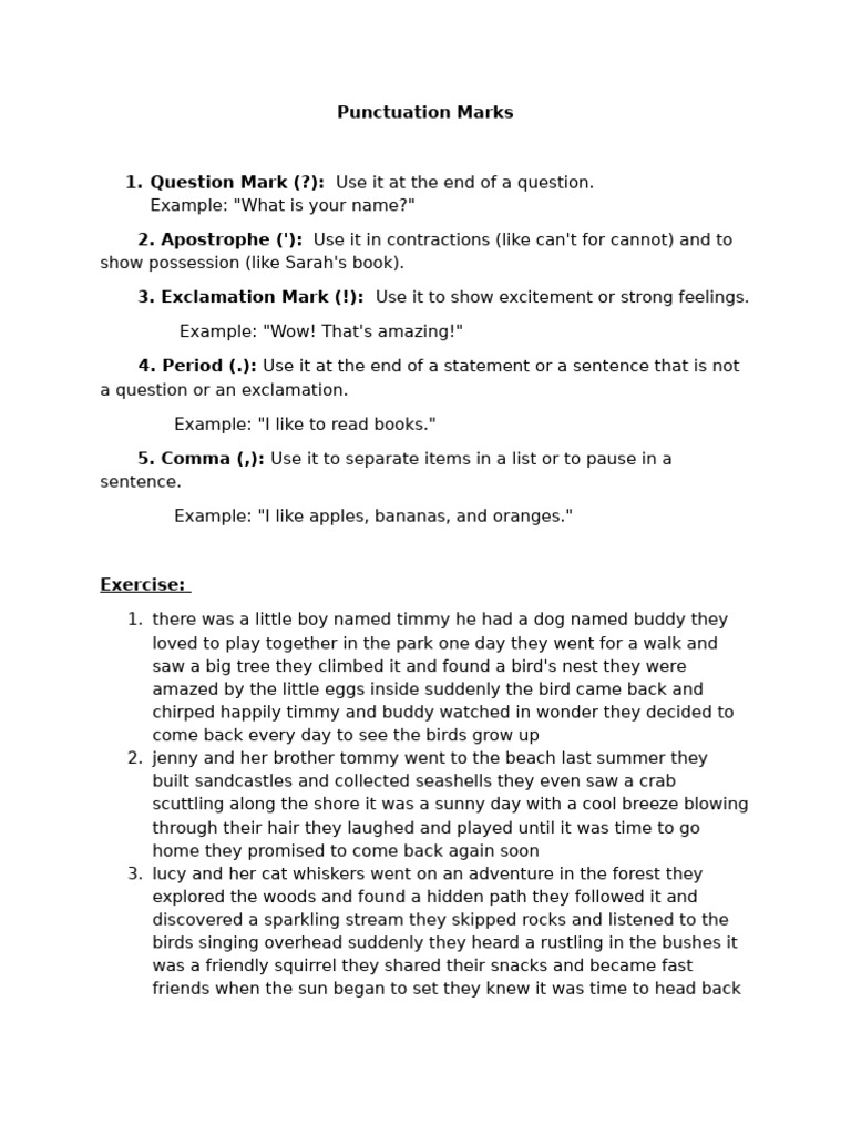 Punctuation Marks Test | PDF