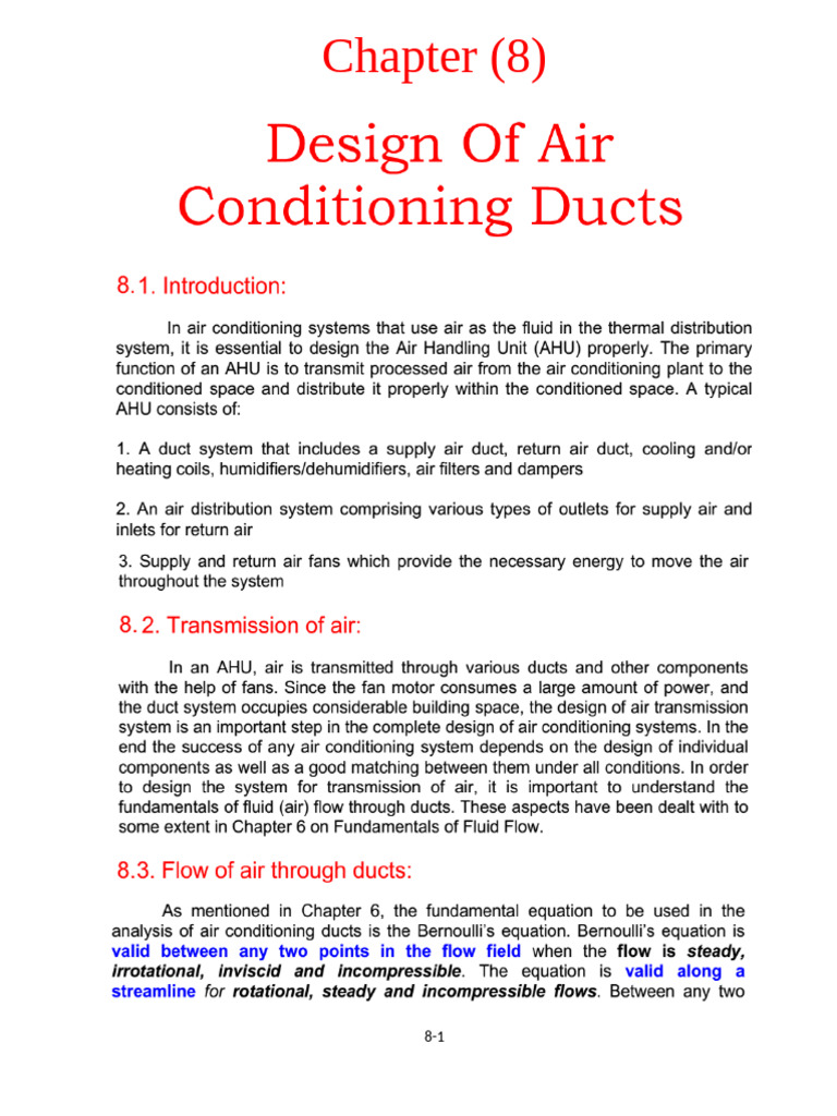 8715 Chapter 8 Design of Ducts | PDF | Mechanical Engineering | Continuum Mechanics
