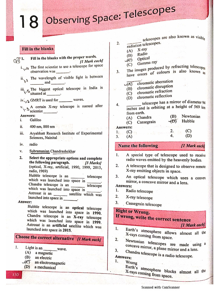 Science 2 Target 9th 18) Observing Space-Telescopes | PDF