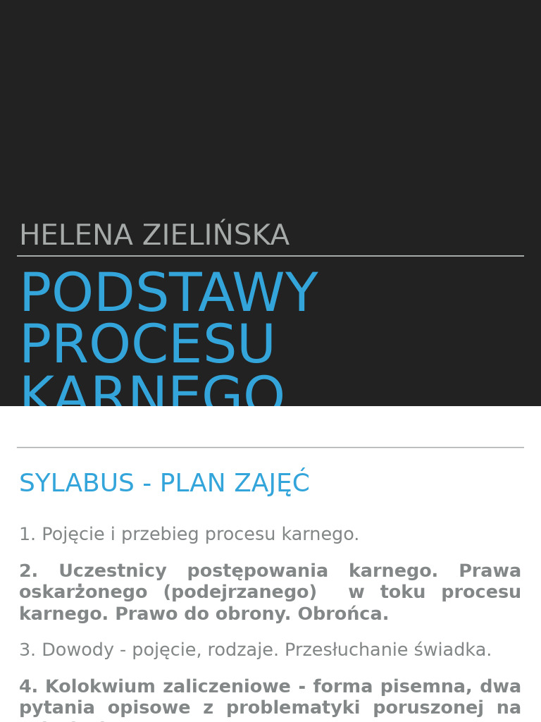 Podstawy Procesu Karnego - Zajecia NR II | PDF
