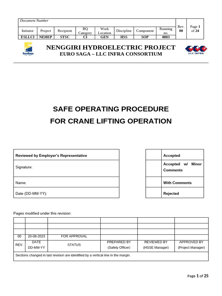 SOP 0003 Crane Heavy Lifting Operation | PDF | Crane (Machine ...