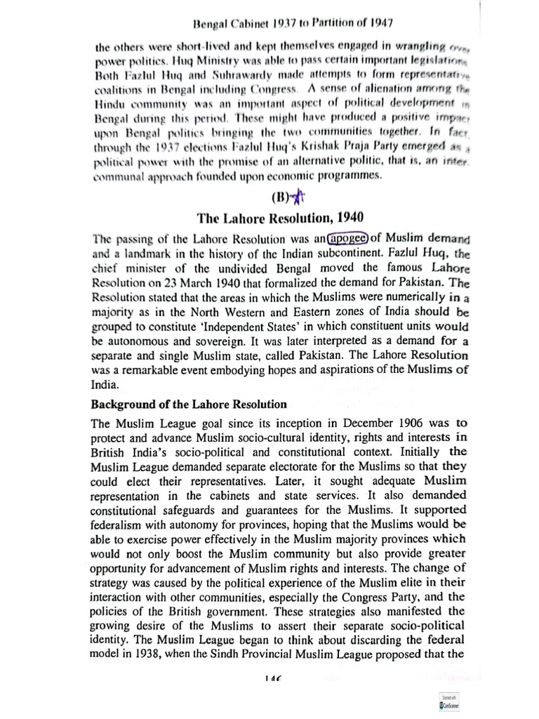 Lahore Resolution | PDF