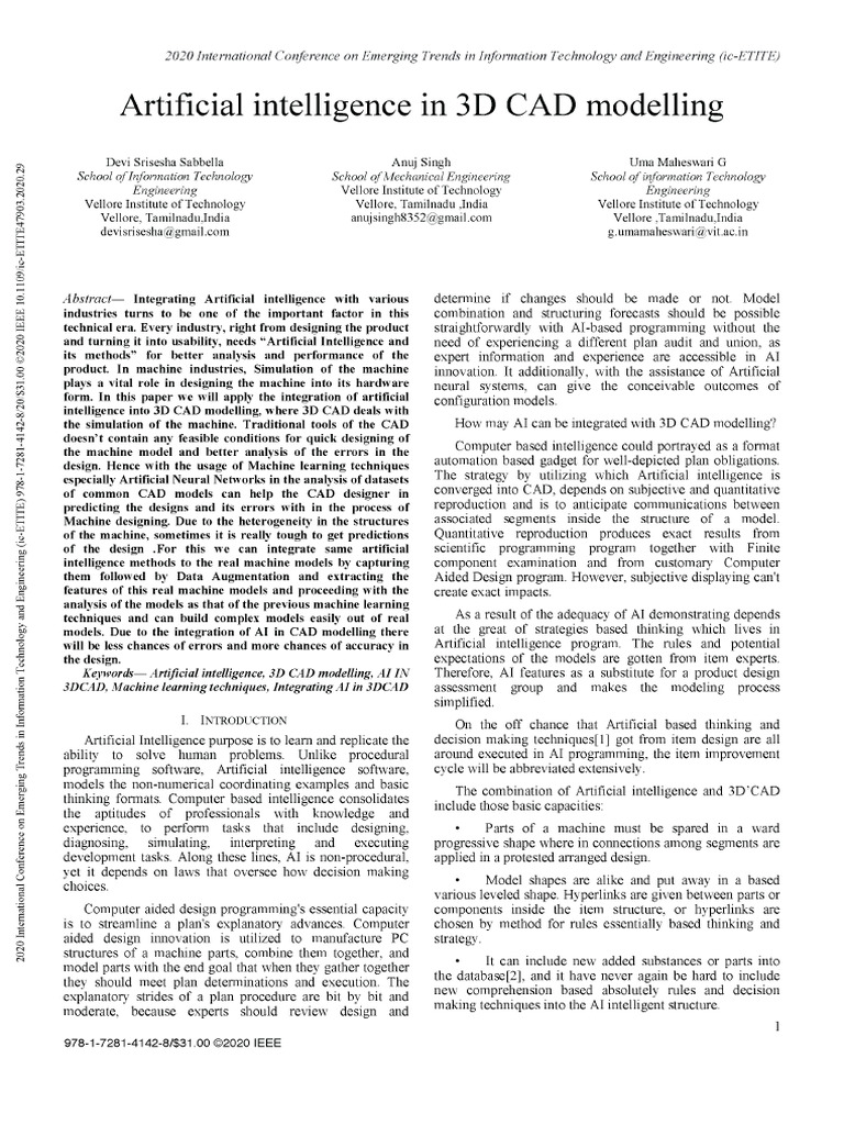 Artificial Intelligence in 3D CAD Modelling | PDF | Artificial ...