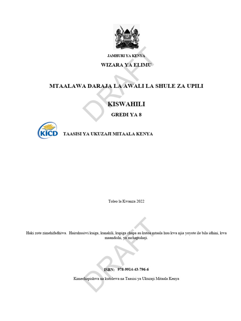 Grade 8 Curriculum Designs - Kiswahili | PDF