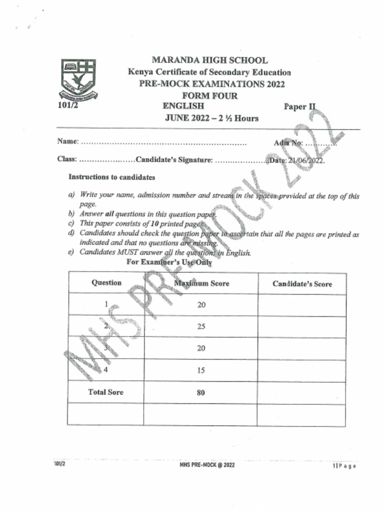English-Paper-2-Maranda-Form-4-End-Term-1 | PDF