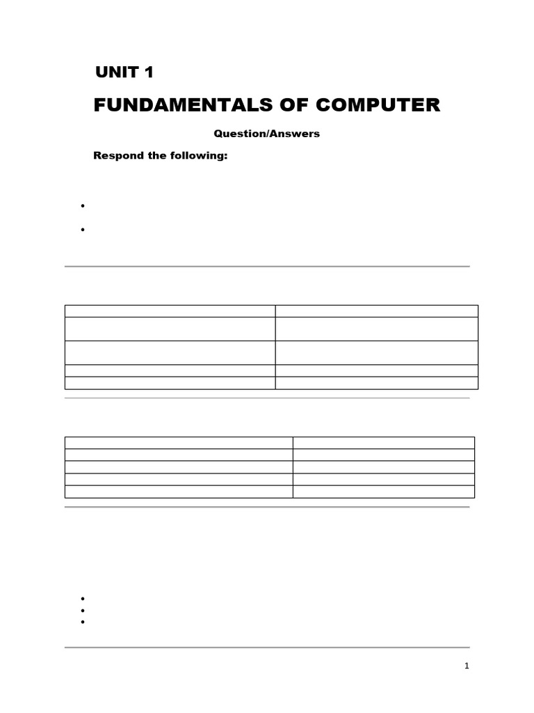 Unit 1 Fundamentals of Computer | PDF | Printer (Computing) | Office ...