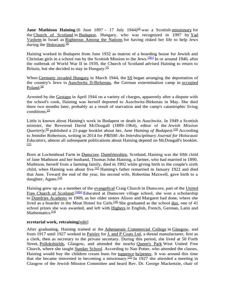 Jane Mathison Haining | PDF | The Holocaust