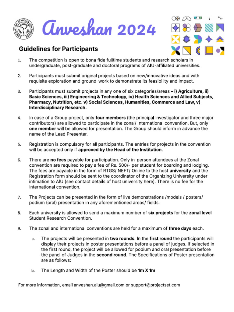 AIU Anveshan Guidelines For Participants | PDF