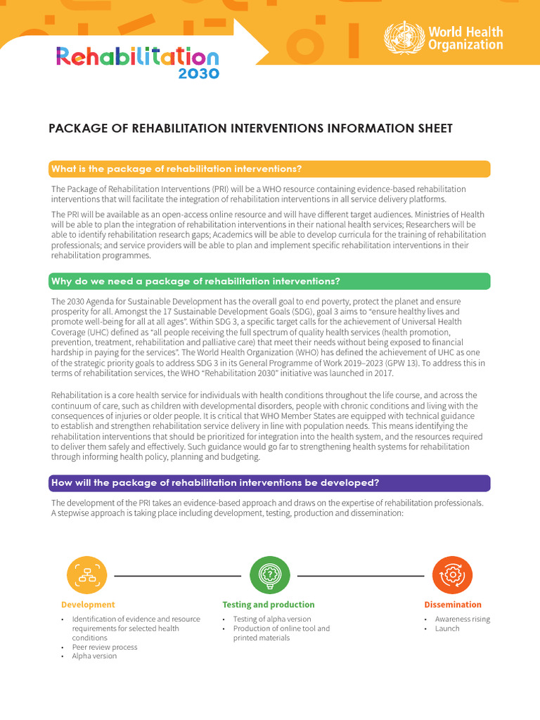 WHO Package of Rehabilitation Interventions | PDF | Evidence Based ...