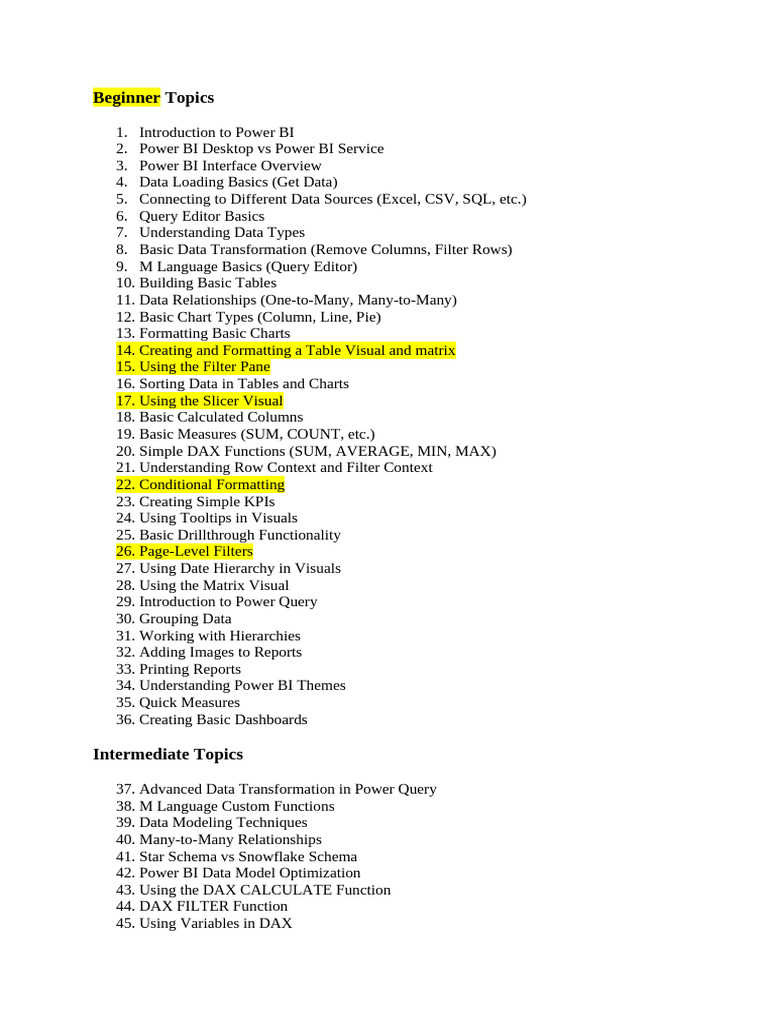 Power Bi Topics To Learn | PDF | Information Retrieval | Information ...