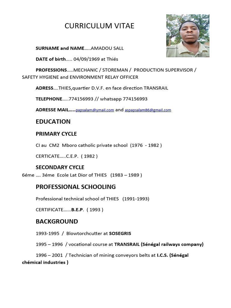 CV ANGLAIS SALL Amadou 19 | PDF