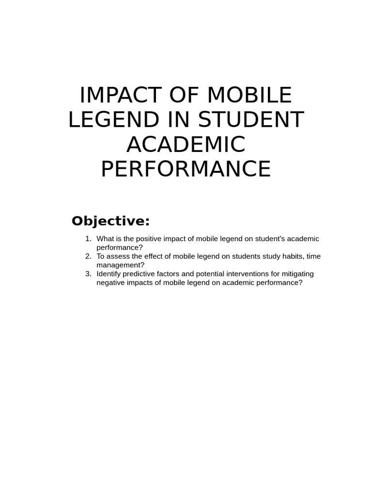 Impact of Mobile Legend in Student Academic Performance | PDF