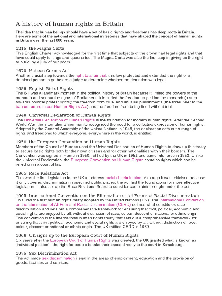 Lesson 1 Human Rights Timeline | PDF | Human Rights | Discrimination