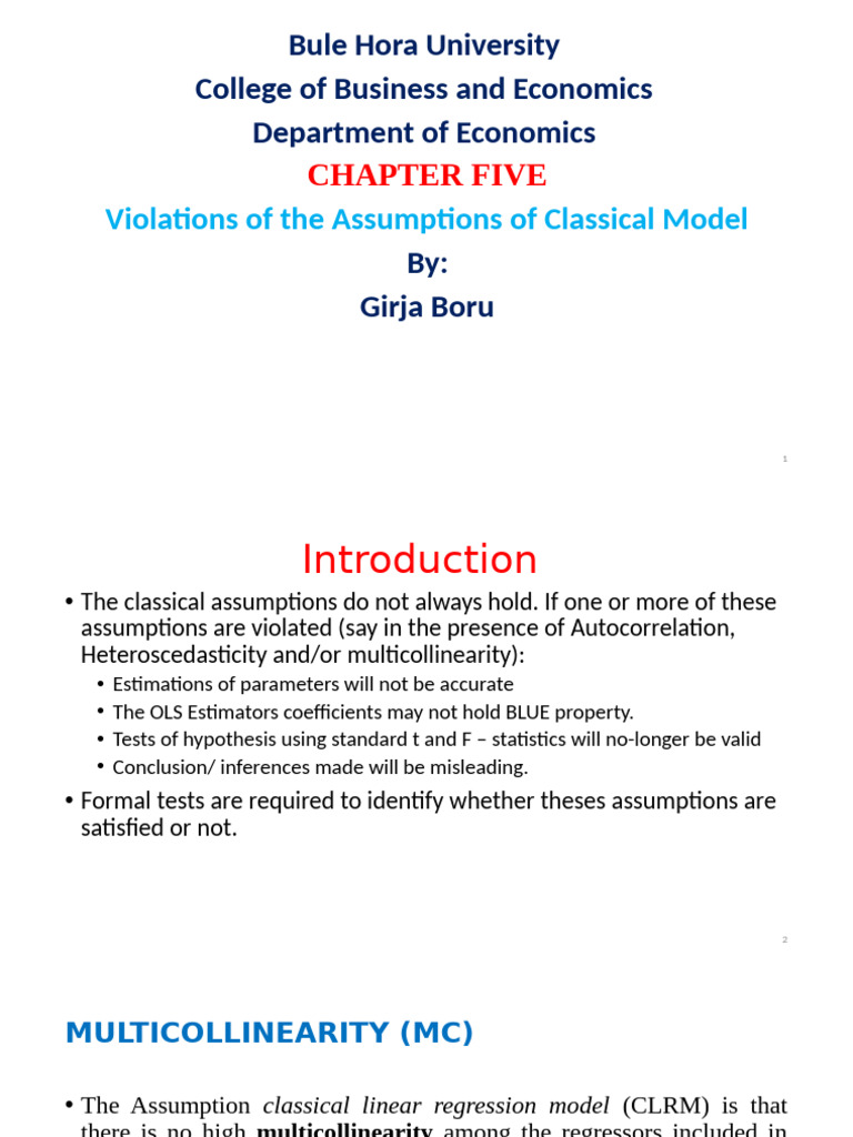 Econometrics Chapter Five | PDF | Ordinary Least Squares | Autocorrelation