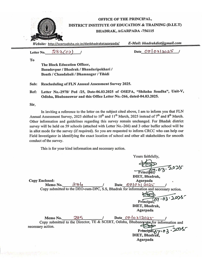 Rescheduling of FLN Annual Assessment Survey 2025 | PDF