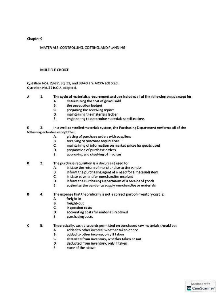 Accounting for materials | PDF