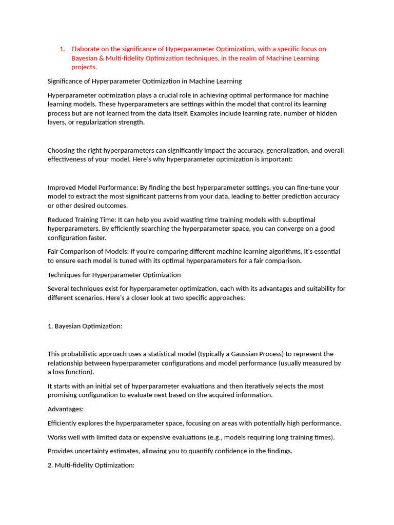 Elaborate On The Significance of Hyperparameter Optimization | PDF | Machine Learning | Computing