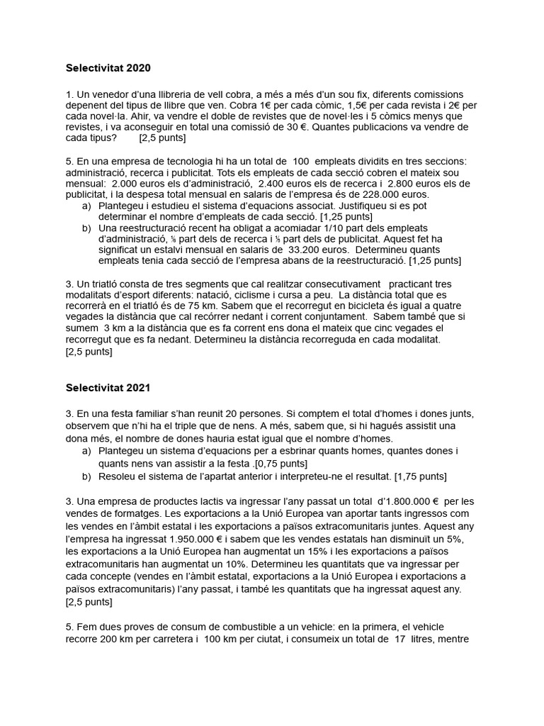 Selectivitat 2020 - 23 Sistemes CCSS | PDF
