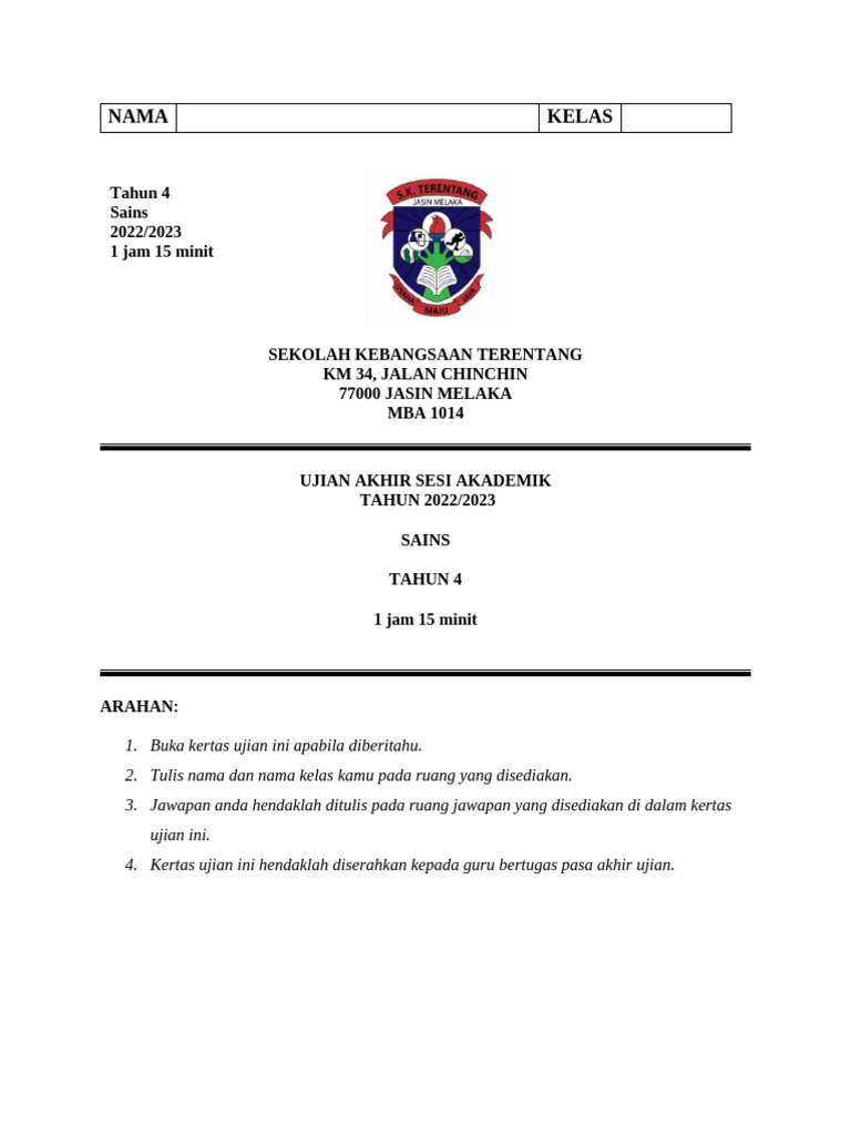 Cover Ujian Akhir Sesi Akademik | PDF