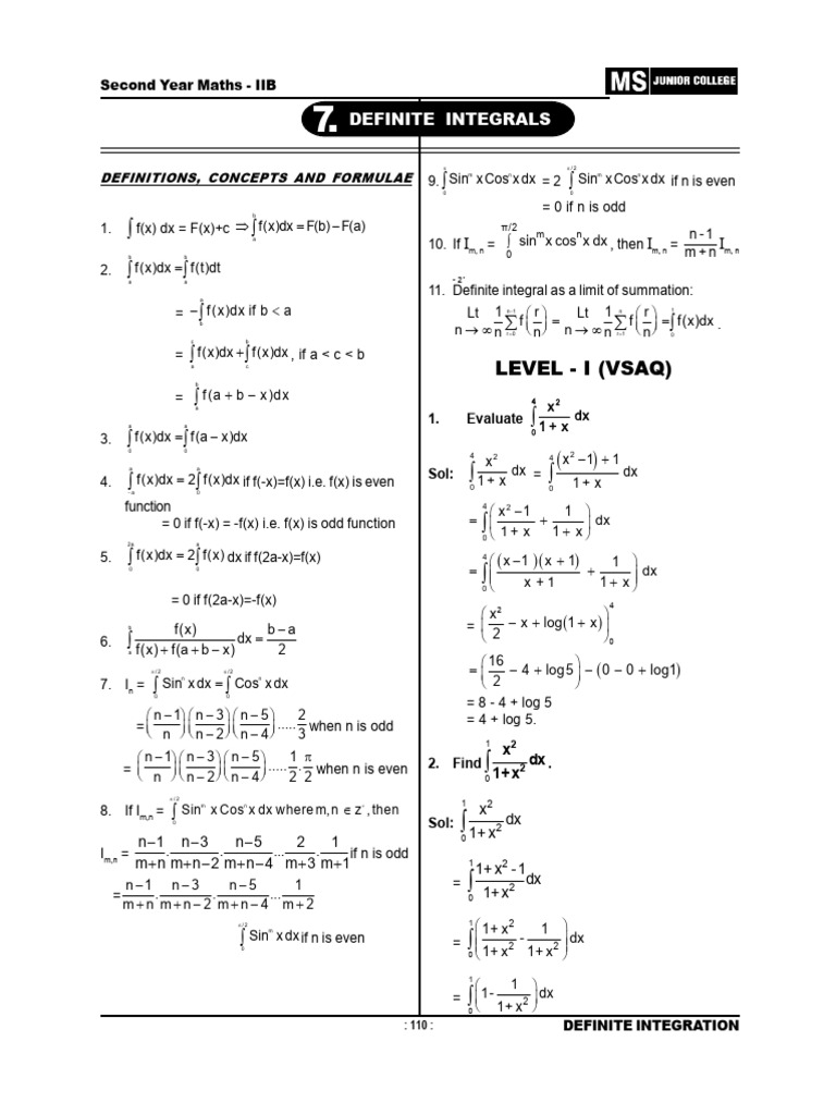 7. Definite Integrals_070559 (1) | PDF | Functions And Mappings | Algebra