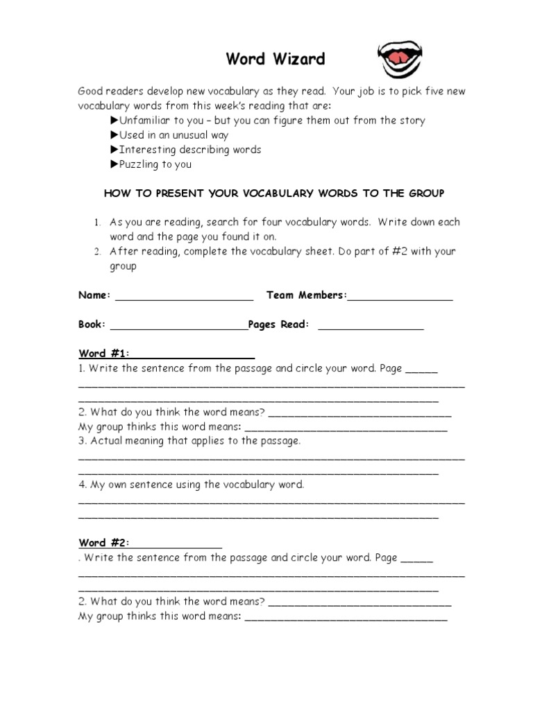Vocabulary Word Exploration Guide | PDF
