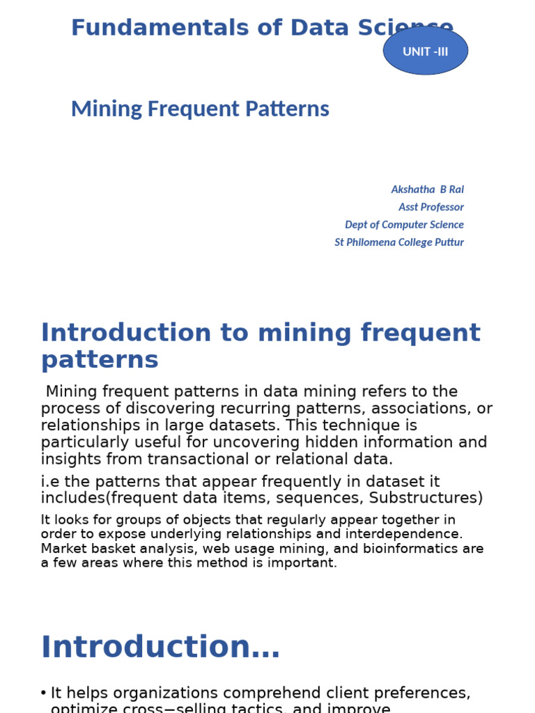 Unit 3 Mining Frequent Patterens | PDF | Applied Mathematics | Business