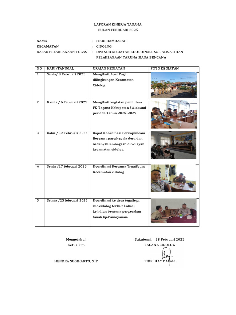 CONTOH LAPKIN TAGANA | PDF