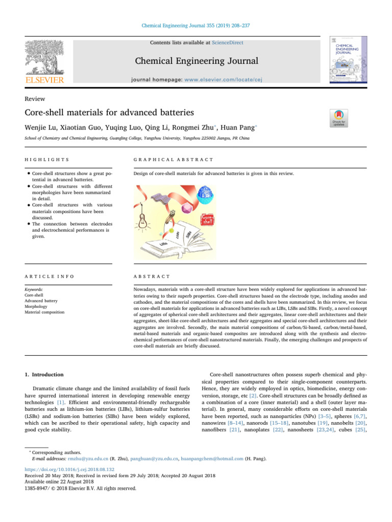 cej2019-YZU-core shell | PDF | Nanoparticle | Lithium Ion Battery
