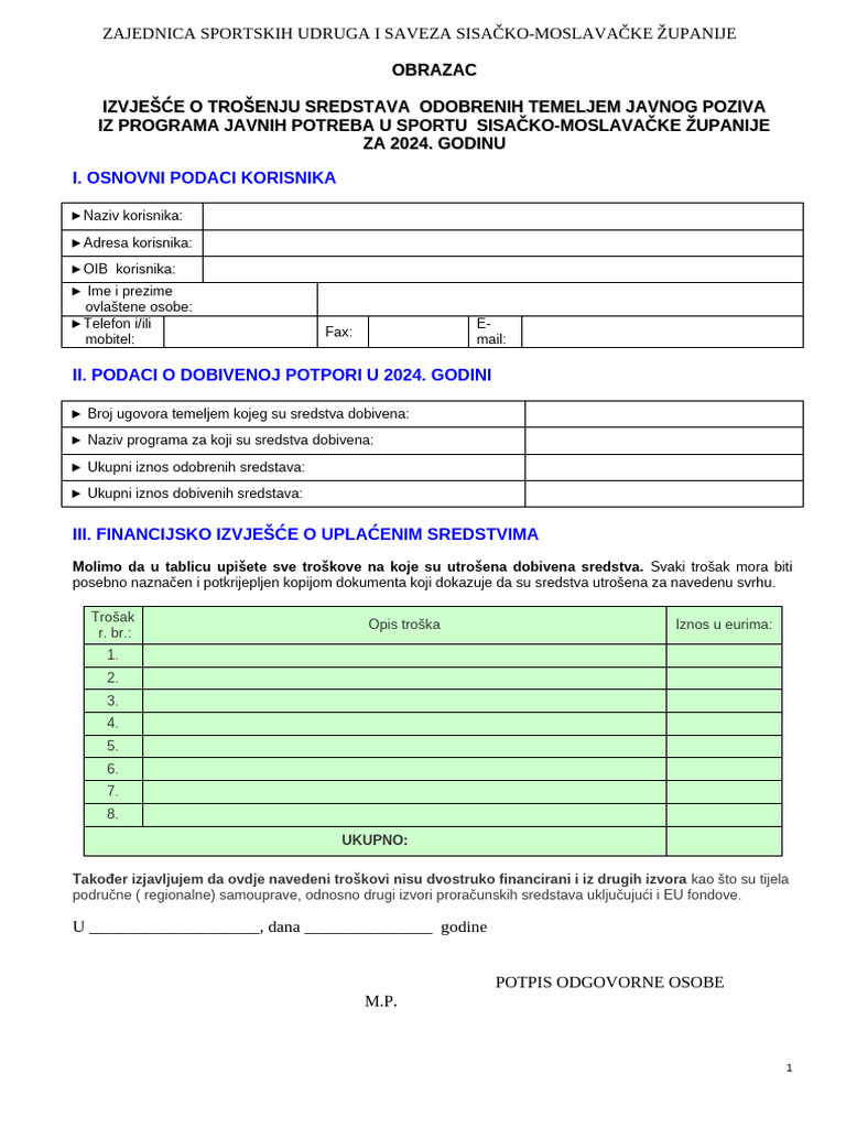 12.-2024.-Obrazac-izvjesce-za-2024.-GODINU (1) | PDF