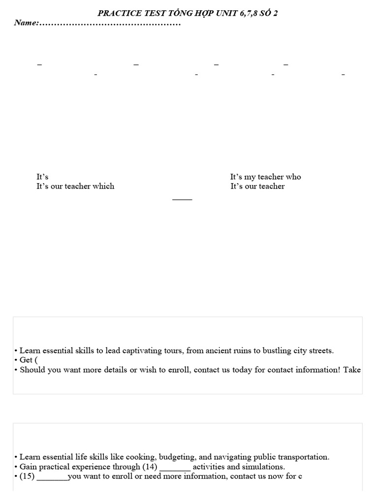 Practice Test Units 6, 7, 8 - Set 2 | PDF | Video Games